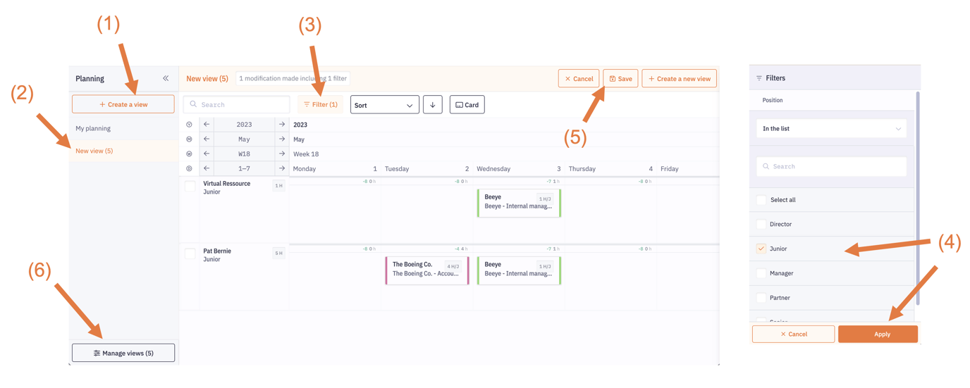 Case studies: create views in the Planning page